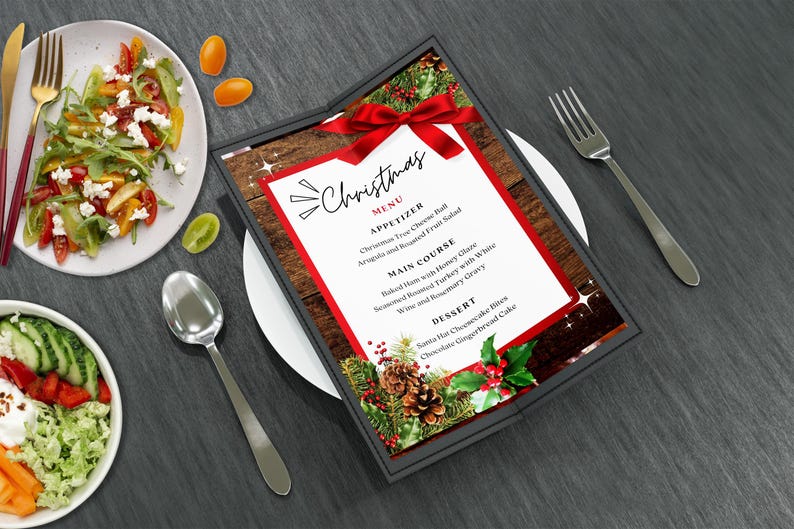 Christmas Restaurant Menu Template, Editable Menu Template Price List ...
