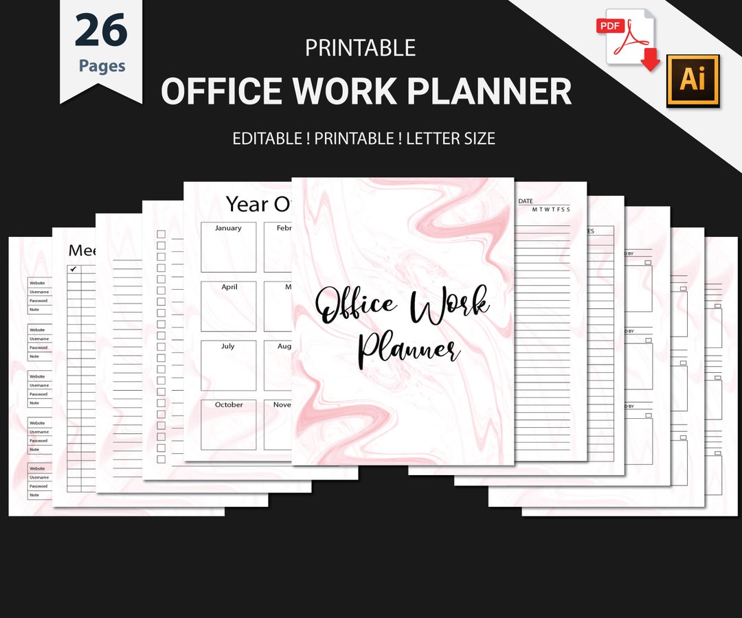 Office Organizer Printable | Office Work Planner | Office Task Tracker ...