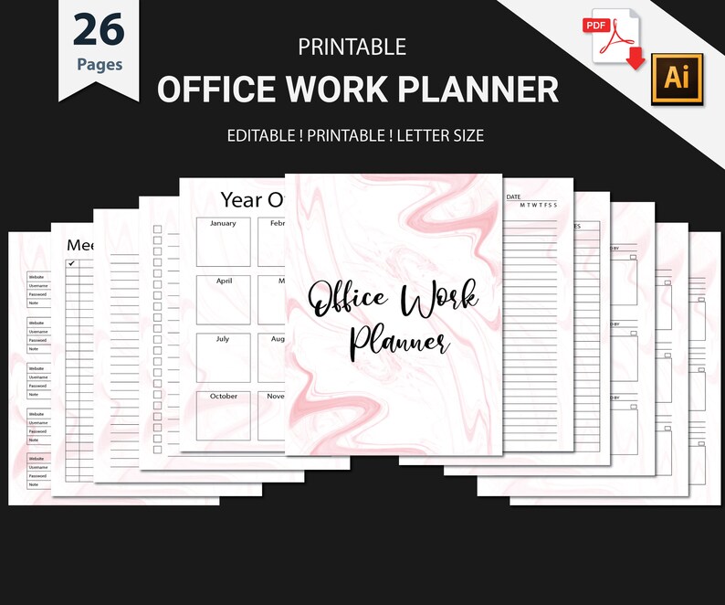 Office Organizer Printable | Office Work Planner | Office Task Tracker ...