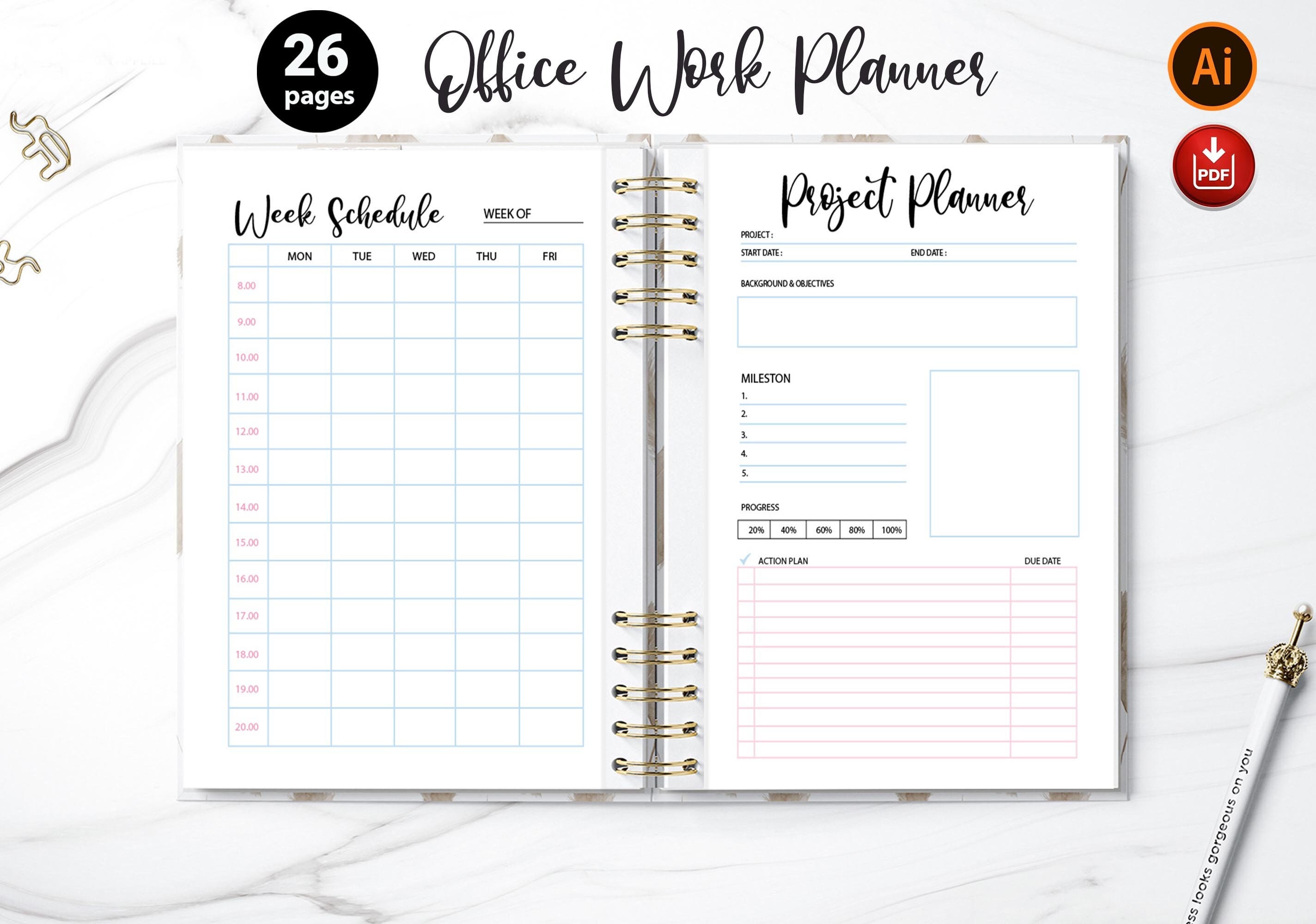 Office Work Planner,office Organizer Printables,work Schedule Checklist ...