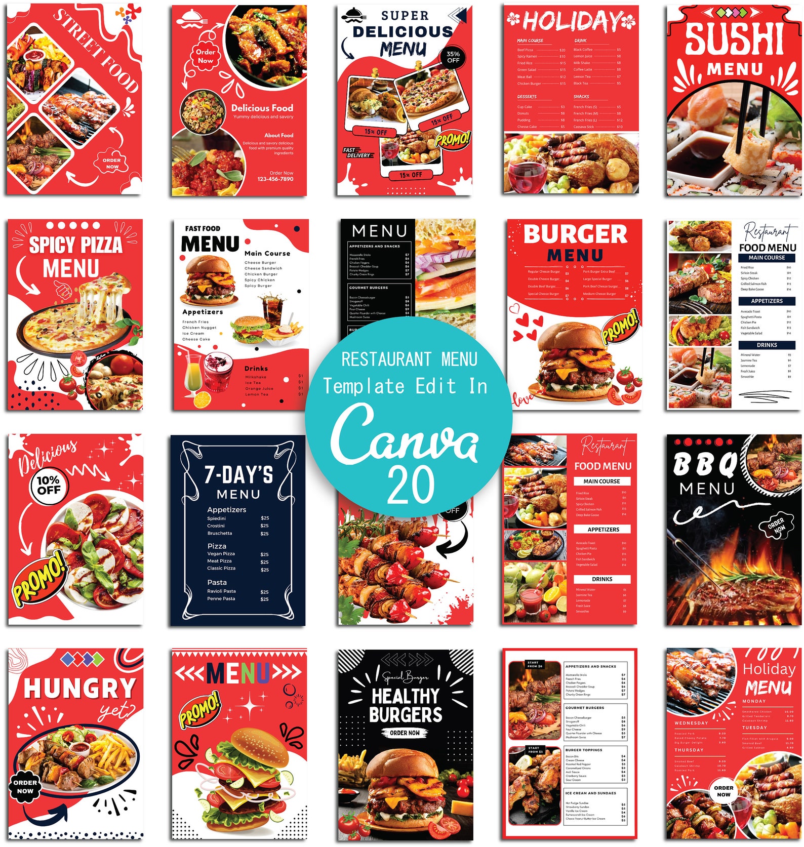 Custom Restaurant Menu, Food Menu Flyer Template, Canva Editable Menu ...