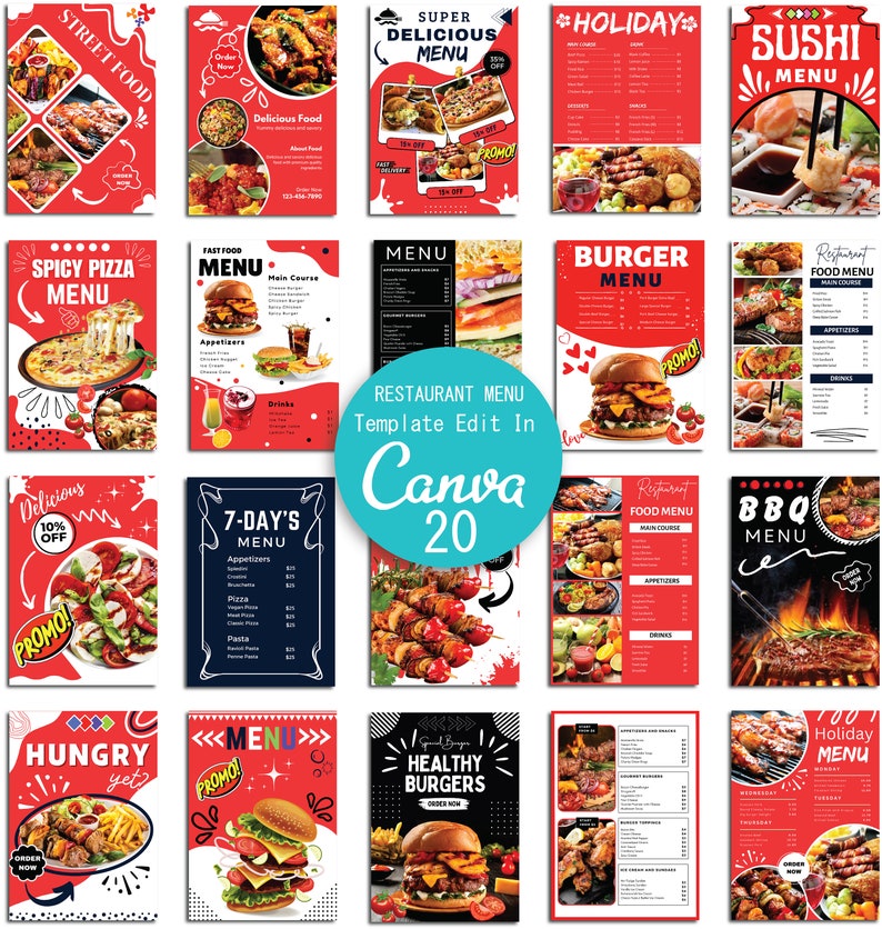 Custom Restaurant Menu, Food Menu Flyer Template, Canva Editable Menu ...