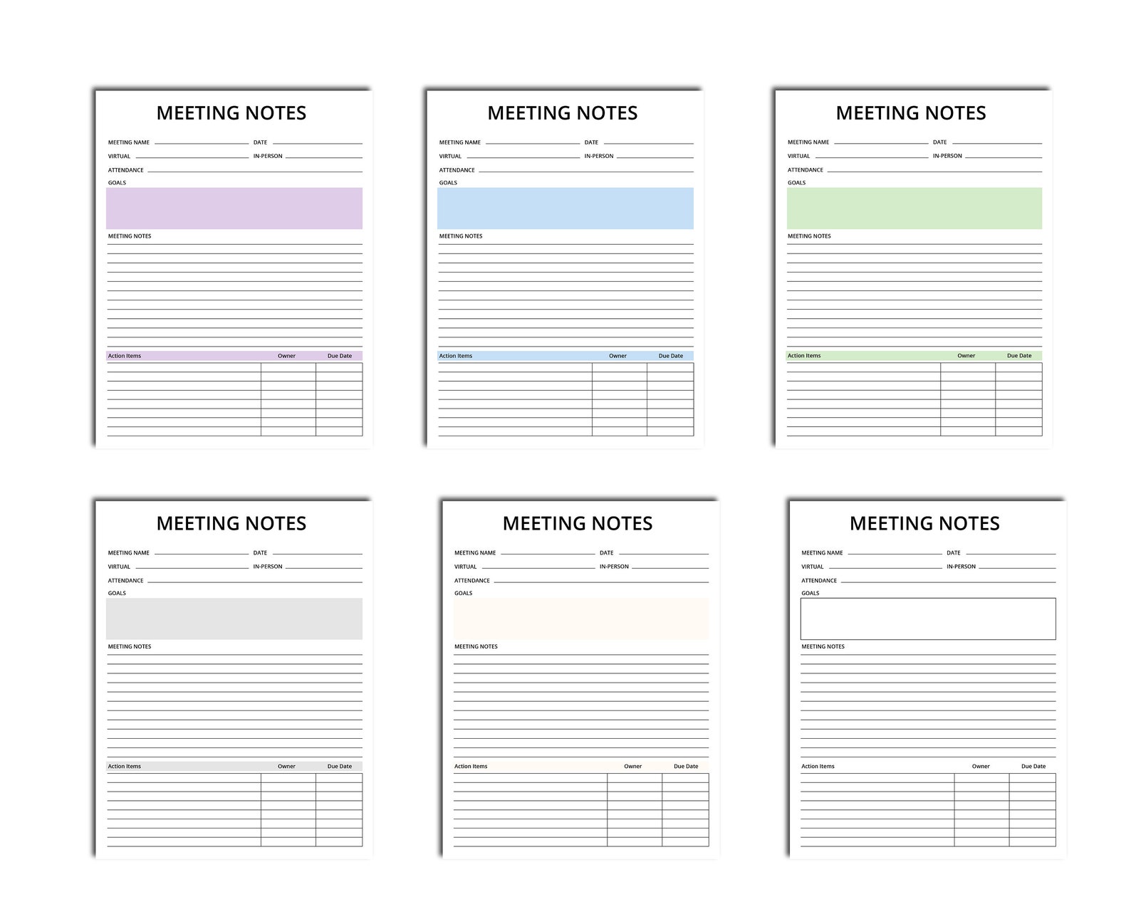 Meeting Notes Printable,editable Meeting Notes Template,meeting ...