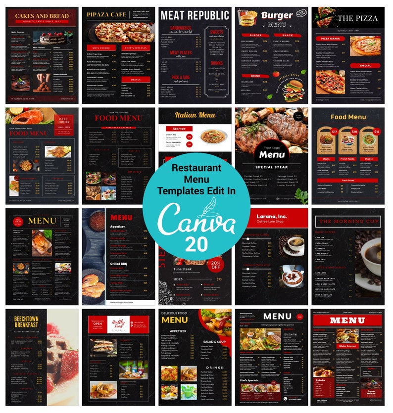 Editable Restaurant Food Menu - Elegant Restaurant Menu - Simple Menu ...