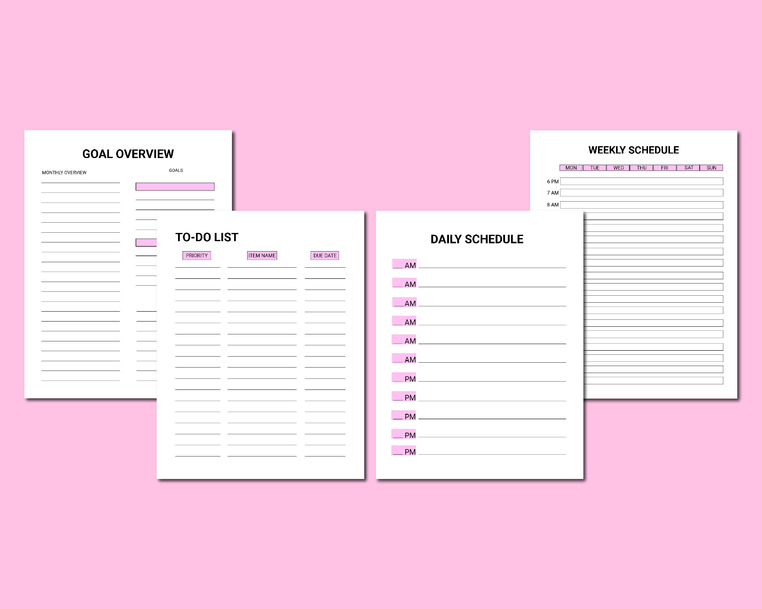 Goal Planner Bundle,editable Goal Planner,monthly Goal Setting,goals ...