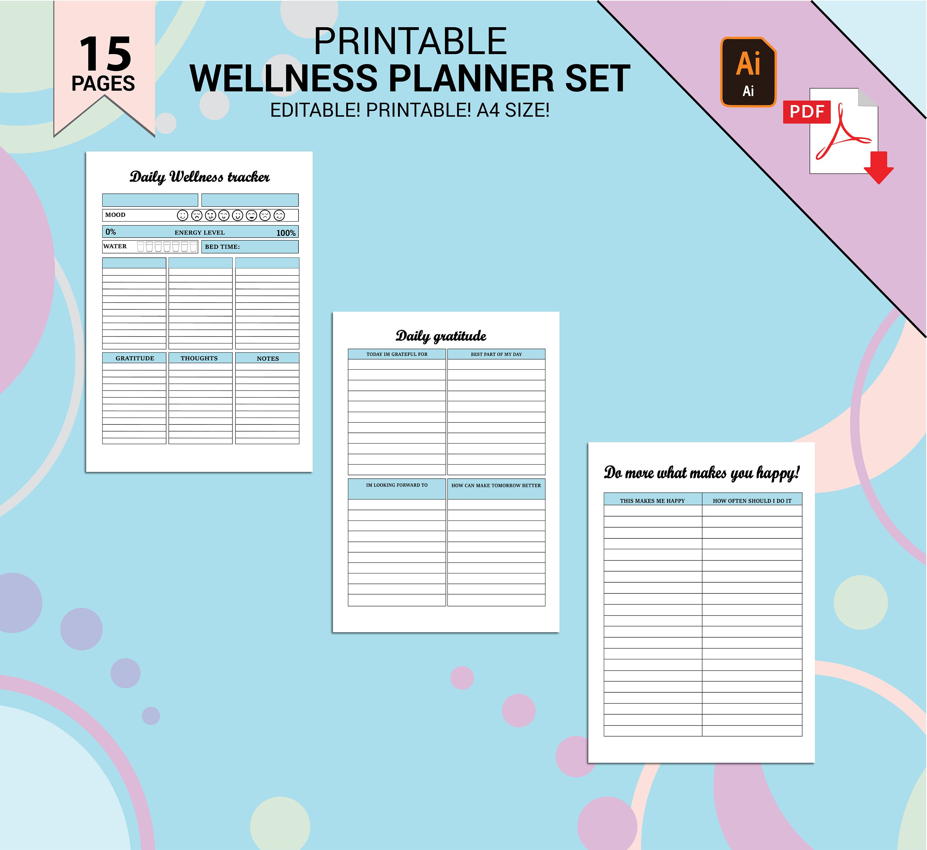 Wellness Planner Printable, Self Care Planner, Selfcare Journal Tracker ...