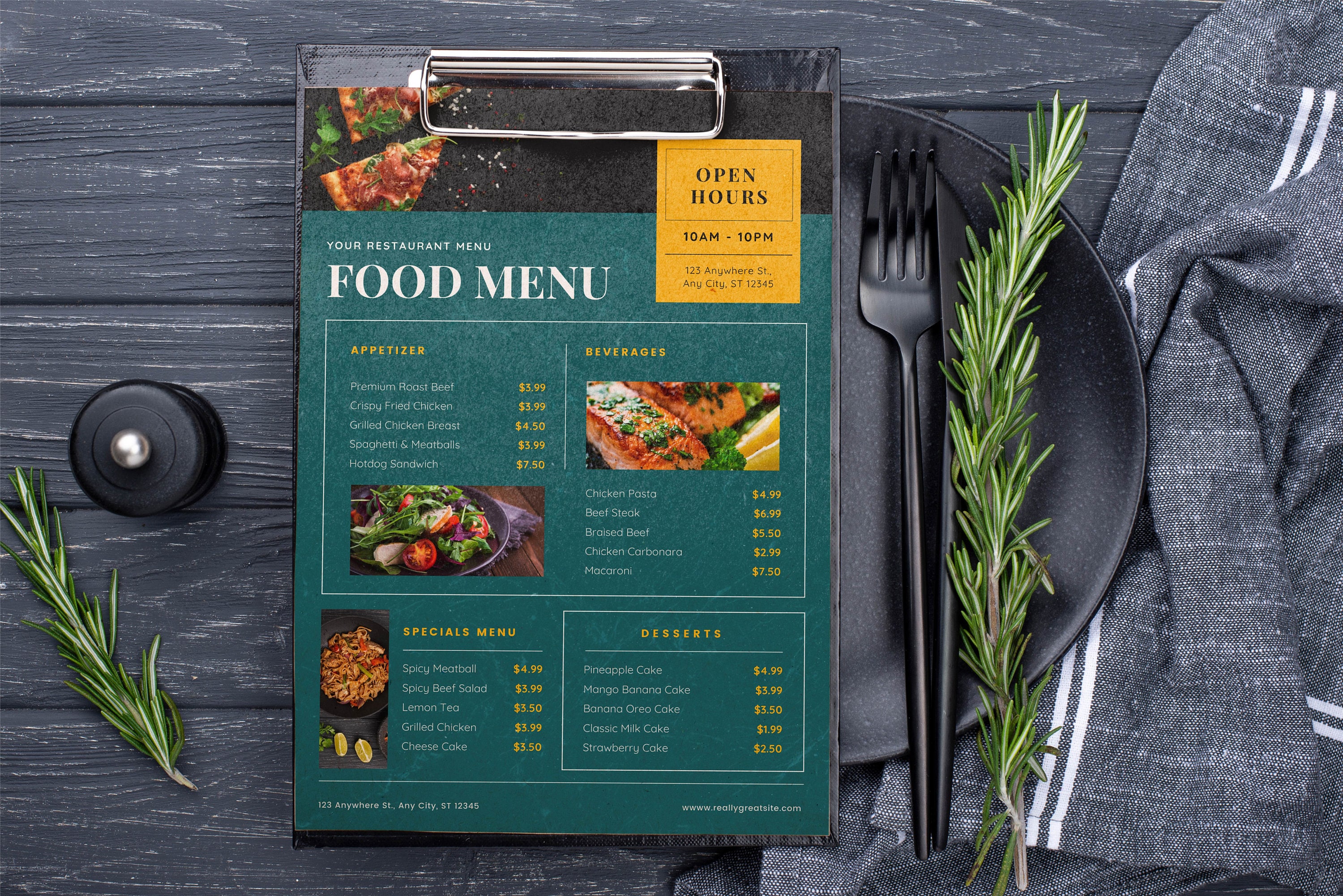 Restaurant Menu Print Template - Simple Food & Drink Menu Template ...