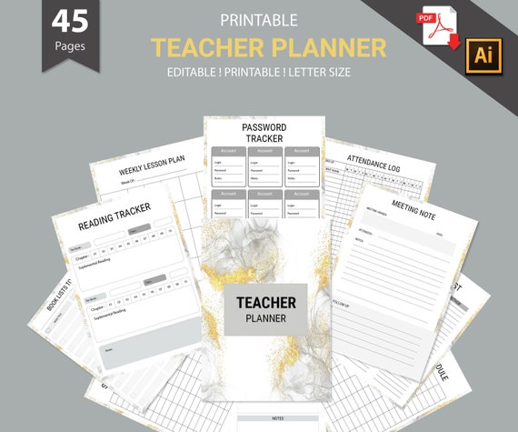 Teacher Planner Printable Pageslesson Plan Templateacademic - Etsy