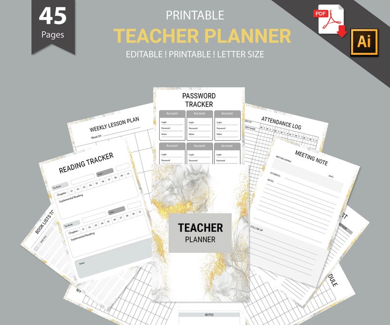 Teacher Planner Printable Pages,lesson Plan Template,academic Planner ...