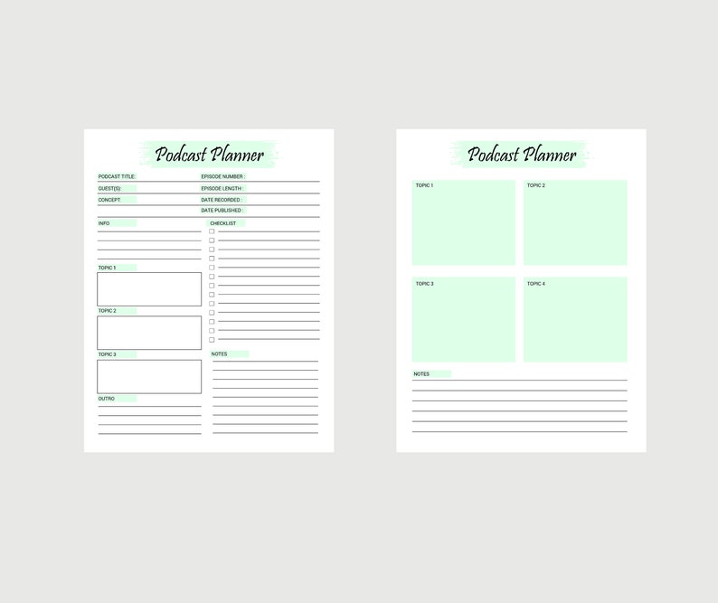 Podcast Episode Planner, Podcast Planner Printable, Editable Podcast ...