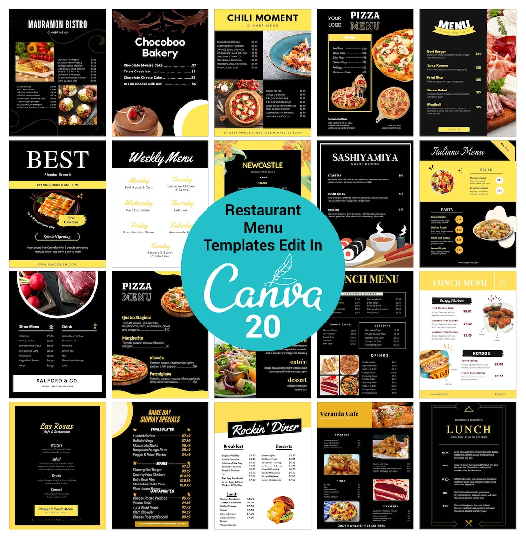 Restaurant Custom Menu Template , Canva Editable Menu Template, Food ...