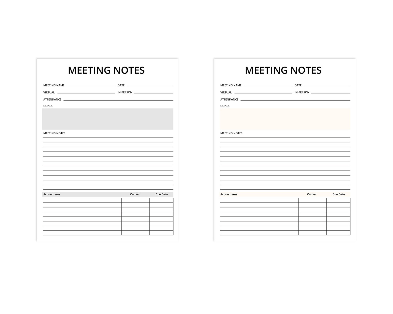 Meeting Notes Printable,editable Meeting Notes Template,meeting ...