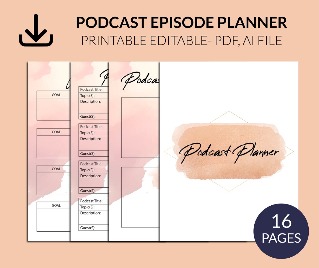 Podcast Planner,printable Podcast Planner,podcast Checklist,podcast ...