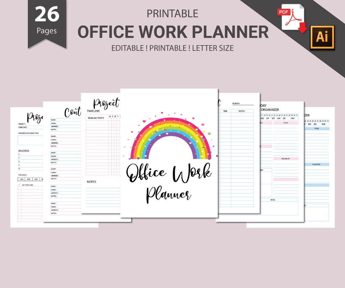 Office Work Planner,office Organizer Printables,work Schedule Checklist ...