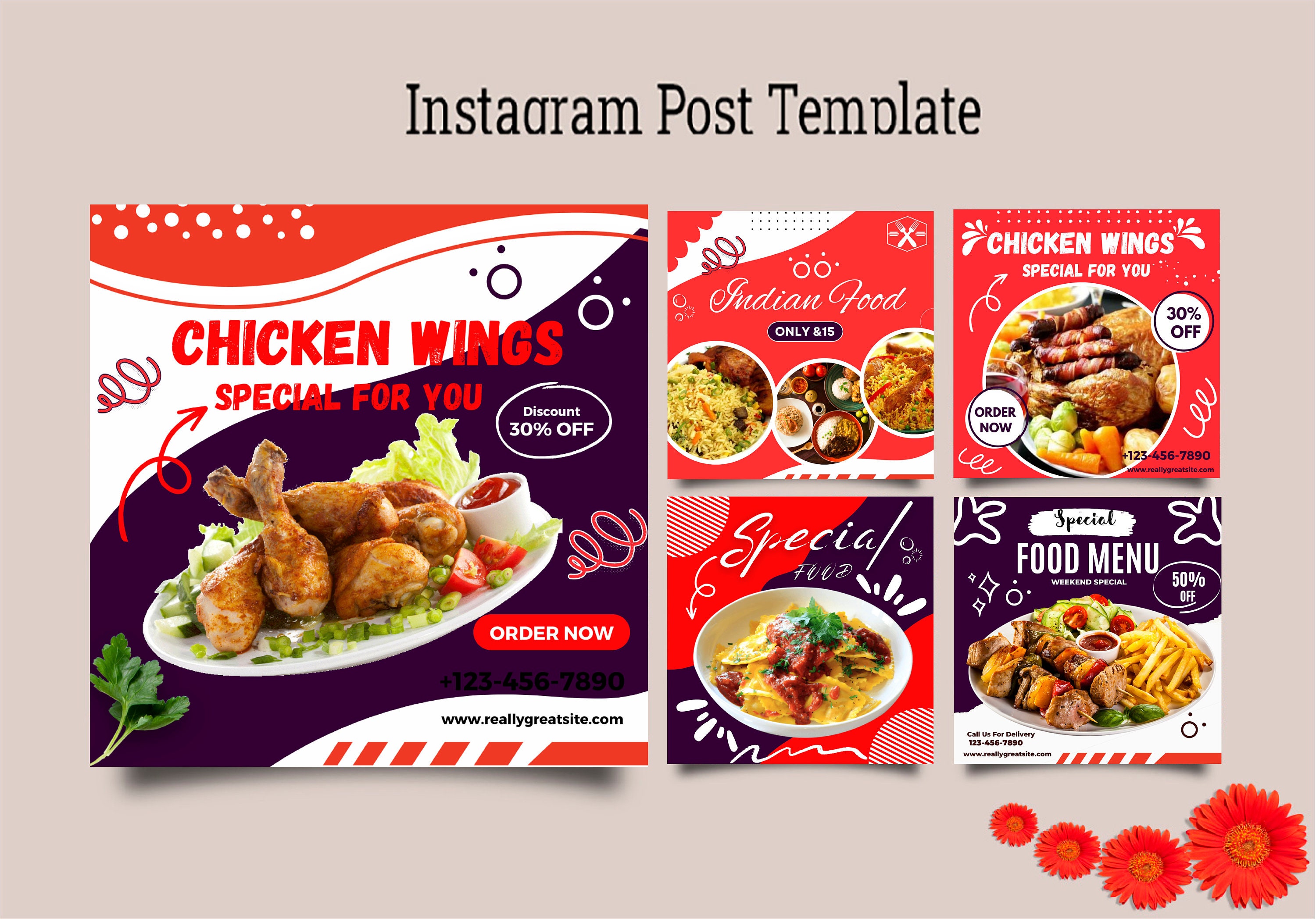 Food Instagram Posts, Recipe Ebook Branding,restaurant Social Media ...