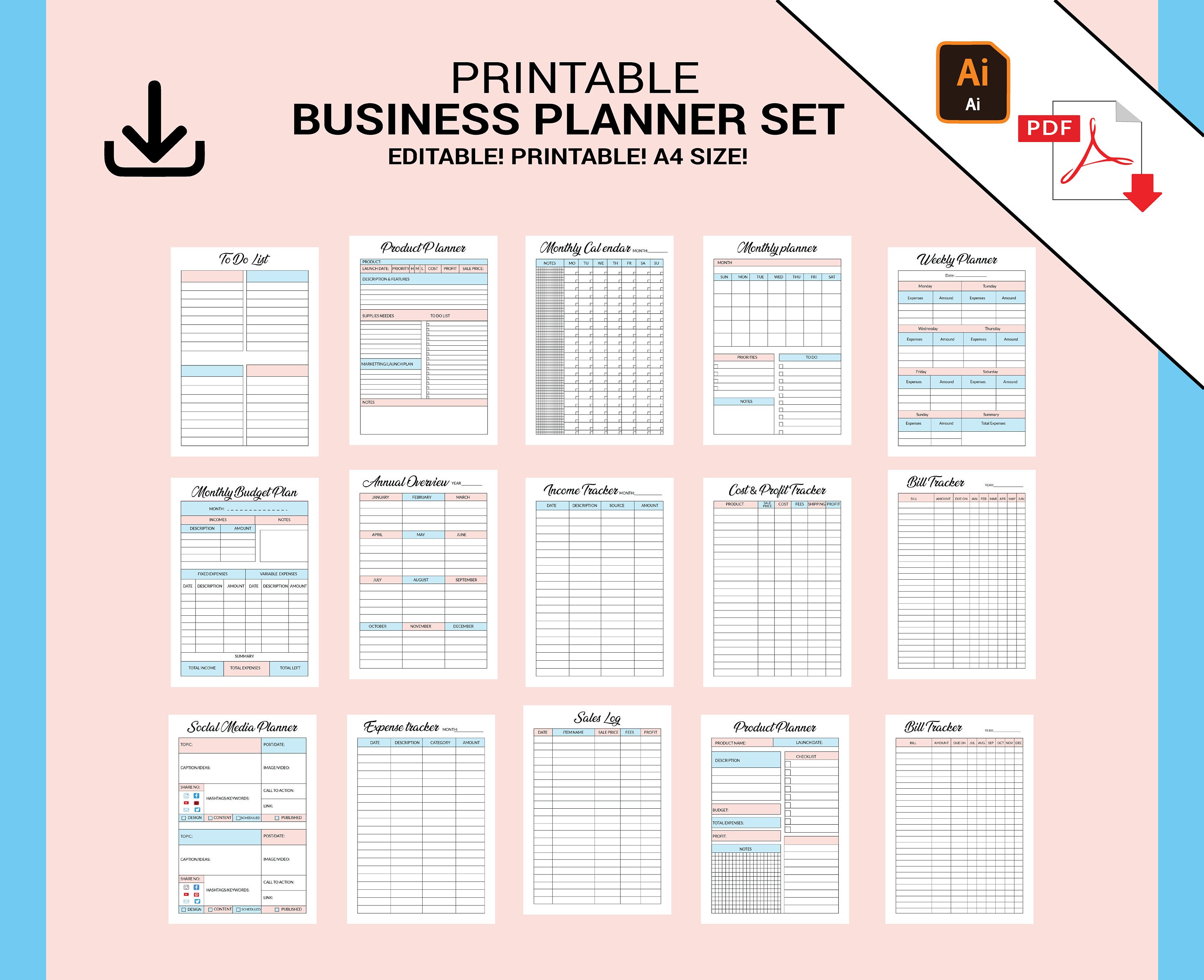 Business Planner Printable BUNDLE, Business Organizer, Small Business ...