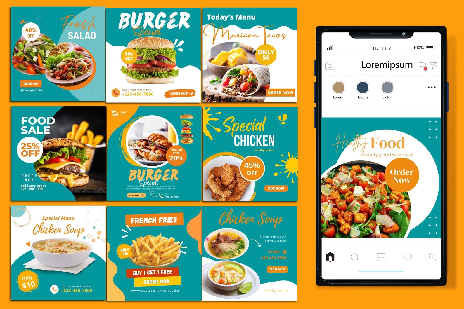 Food Instagram |foodie Blogger Canva Template| Social Media Marketing ...