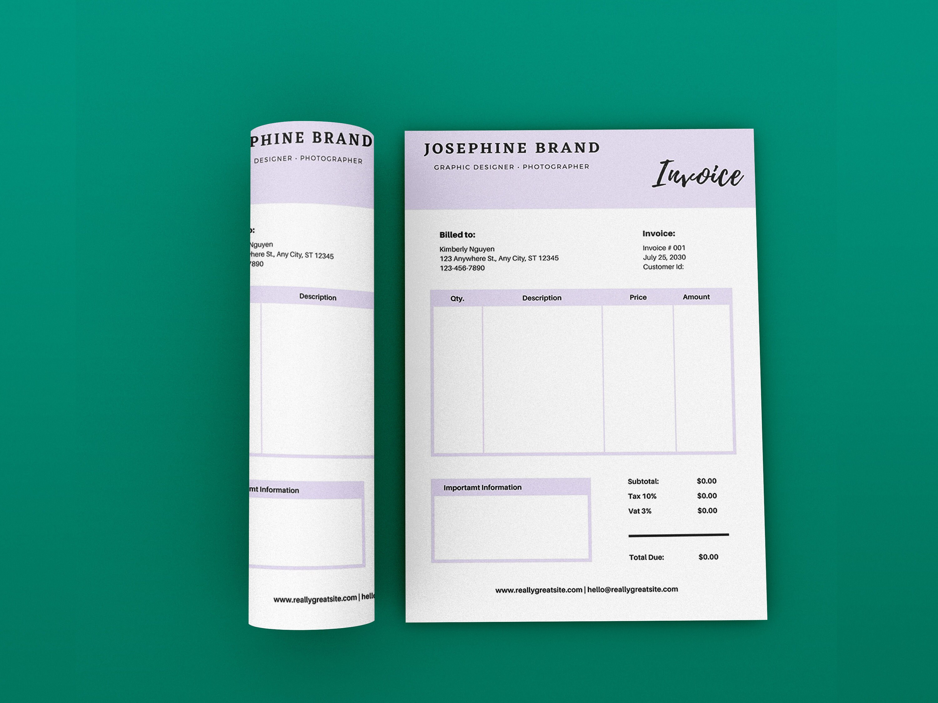Simple Invoice Template, Business Invoice, Billing Form Template, Blush ...