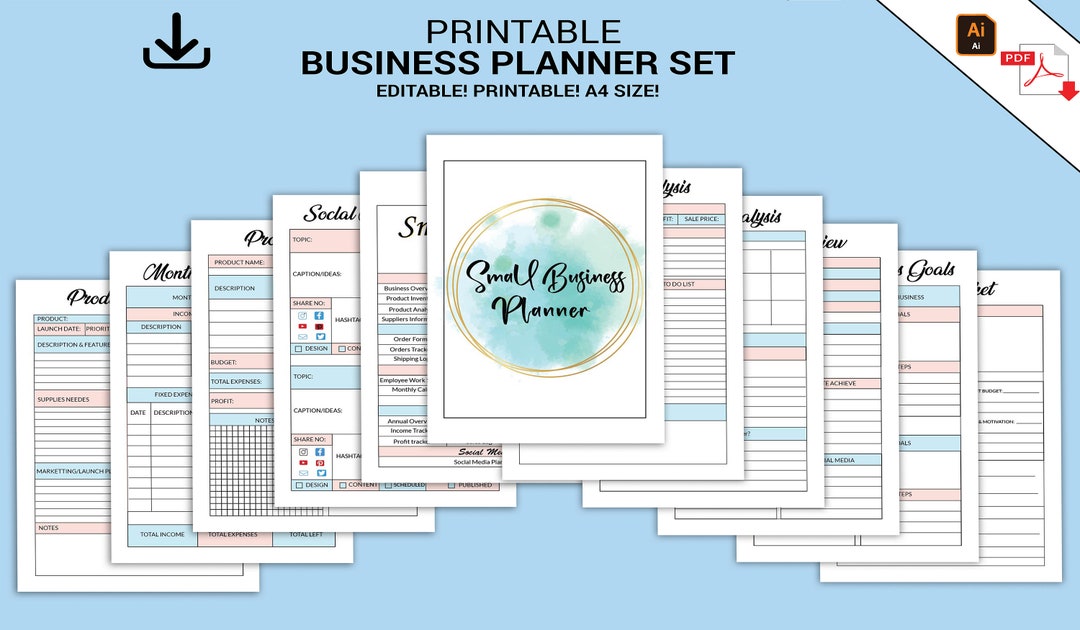 Business Planner Printable BUNDLE, Business Organizer, Small Business ...