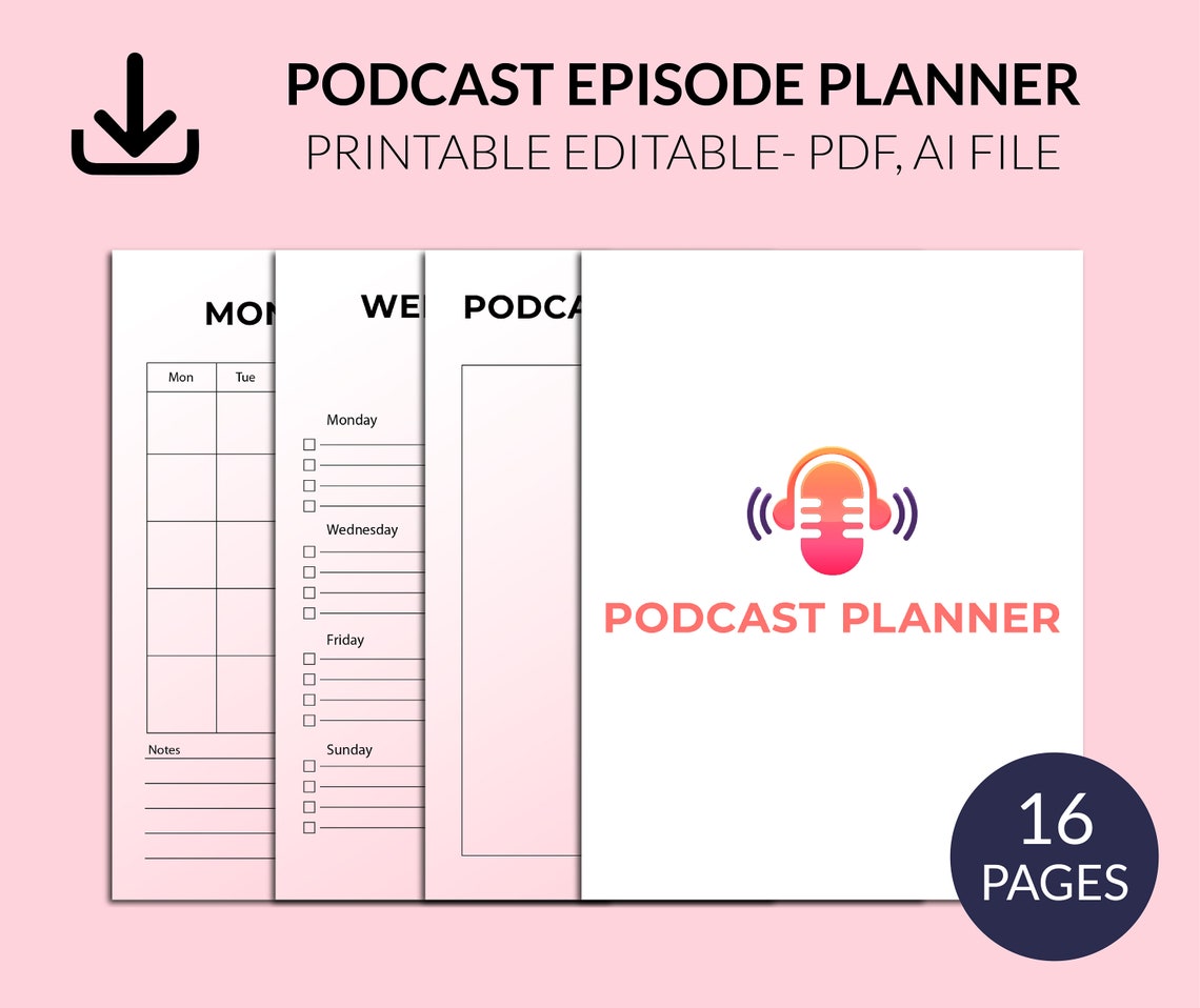 Podcast Planner Editable,interview Planner,podcast Tracker,podcast ...