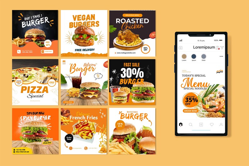 Food Instagram Template,restaurant Social Media Post Template,foodie ...
