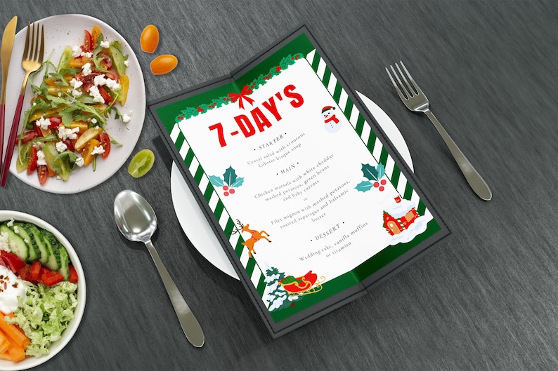 Christmas Food Menu for Restaurant, Canva Editable Menu, Menu Design ...