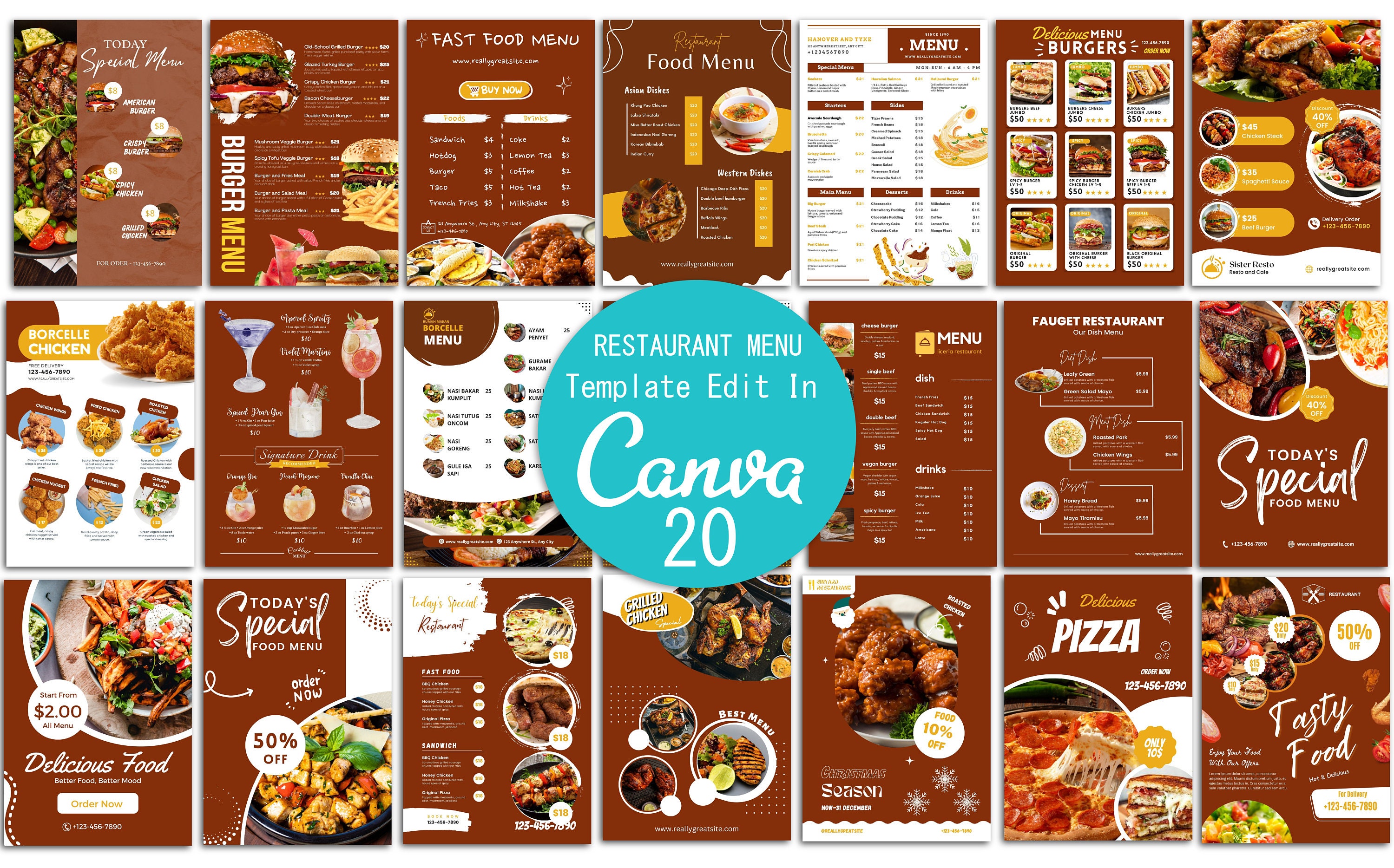 Canva Restaurant Food Menu,menu Restaurant,editable Menu Template,cafe ...