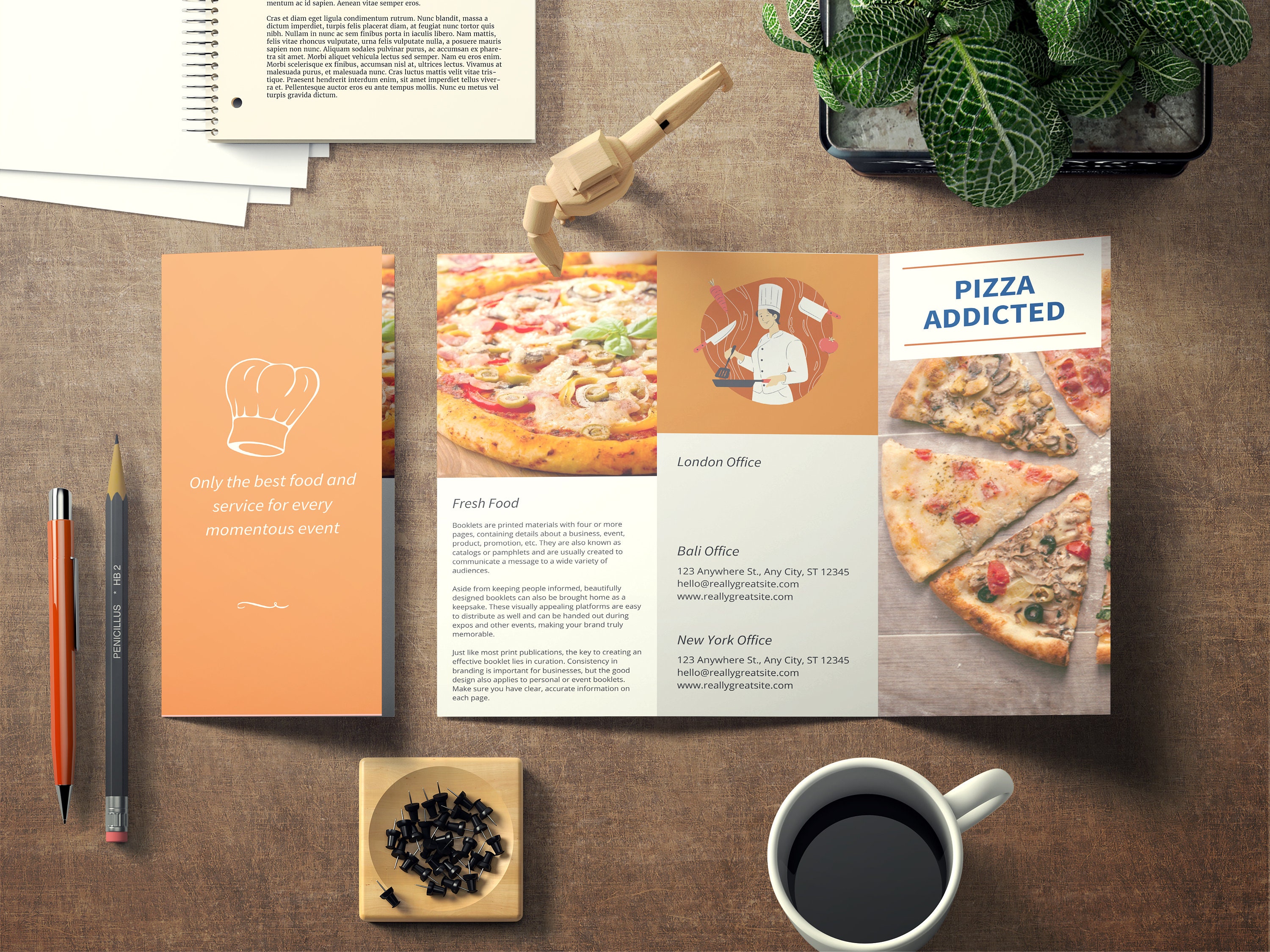 Simple Modern Restaurant Food Menu Trifold Brochure Template - Editable ...
