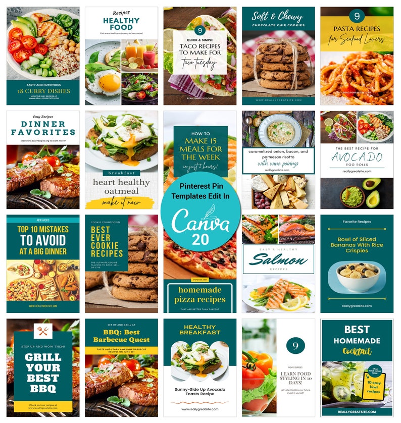 Pinterest Templates Canva - Food Blogger Templates - Pinterest Pin ...