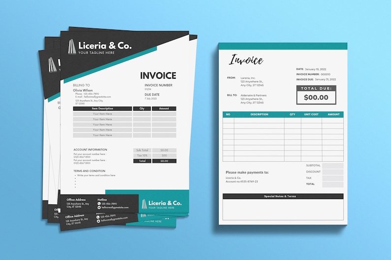 Editable Invoice Template , Modern Invoice ,minimalist Invoice,order ...