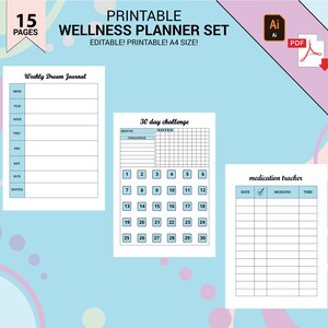 Wellness Planner Printable, Self Care Planner, Selfcare Journal Tracker ...