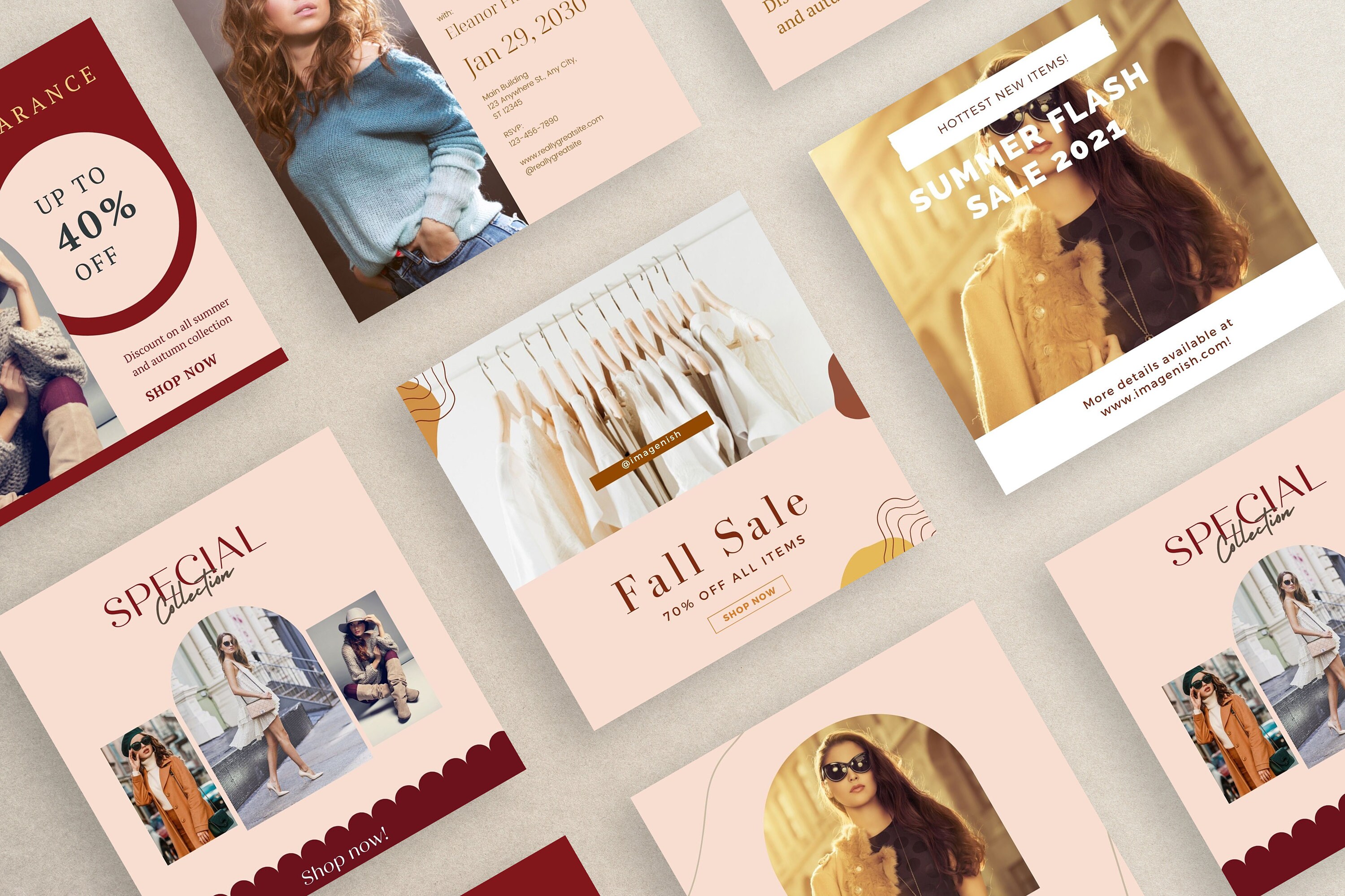 Fashion Instagram Post Templates Canva Edit|clothing Business Instagram ...