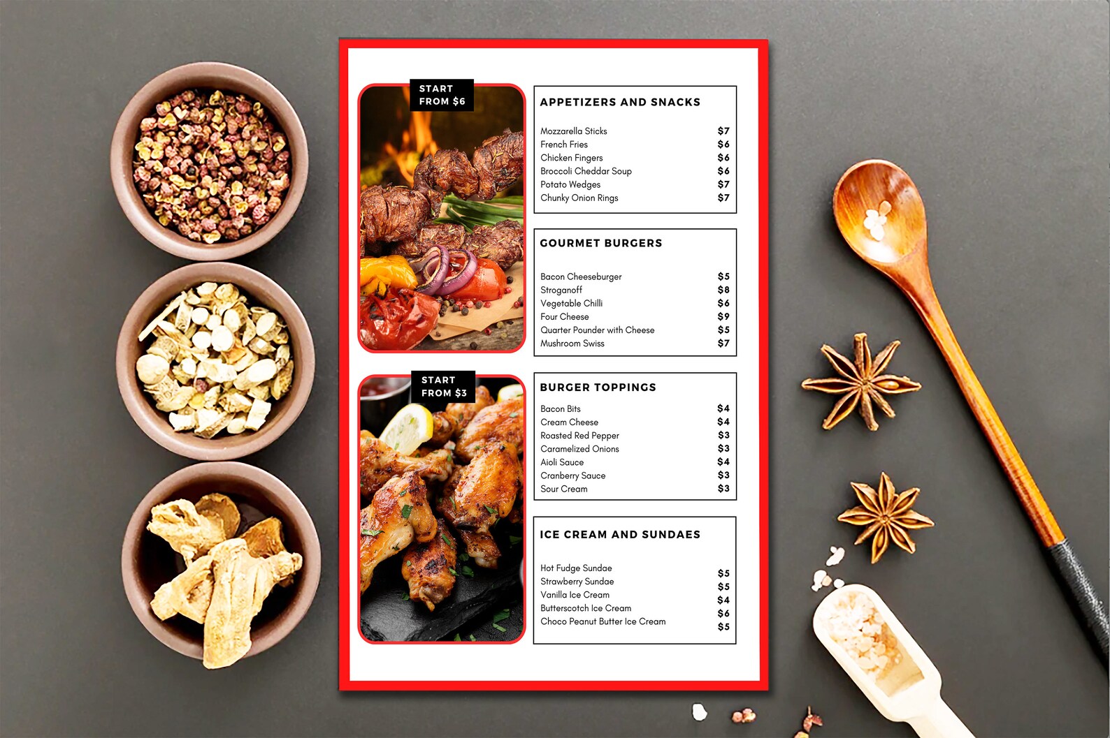 Custom Restaurant Menu, Food Menu Flyer Template, Canva Editable Menu ...