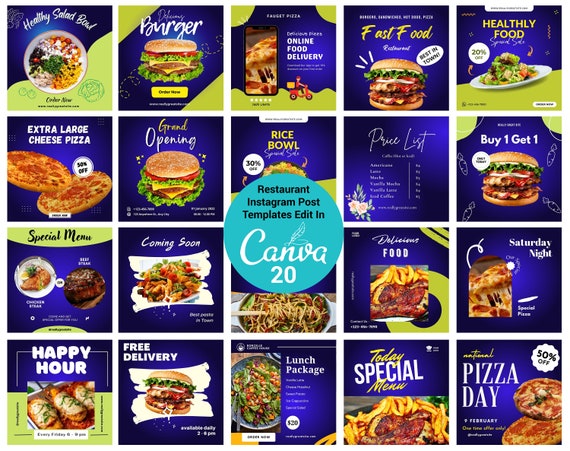 Amazing Food Instagram Post Template Restaurant Social Media | Etsy