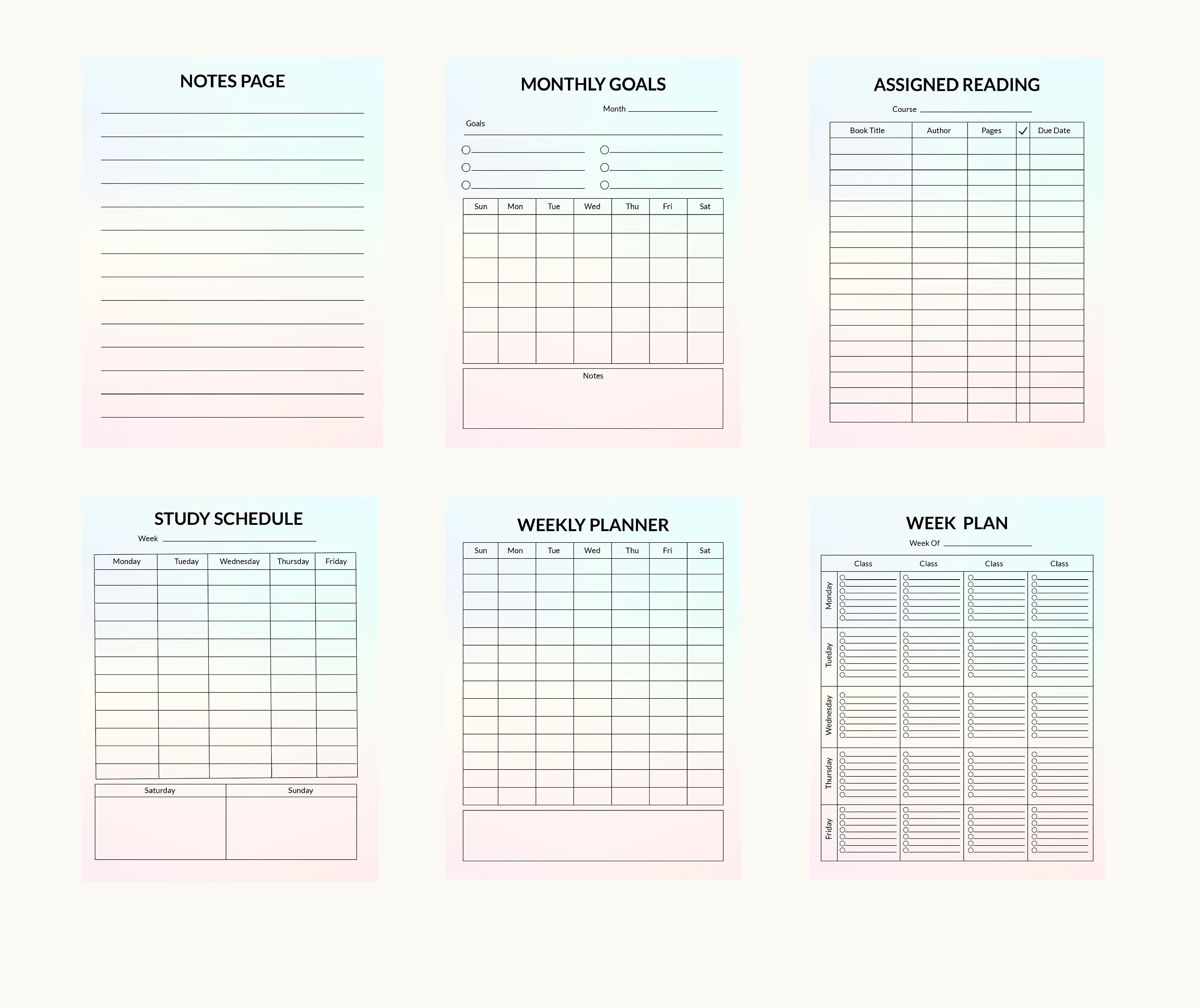 Student Planner Printable,homeschool Planner,study Organiser, School ...