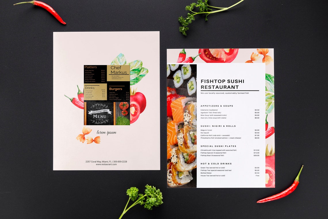Food Menu Flyer Template,restaurant Flyer Template,printable Editable ...