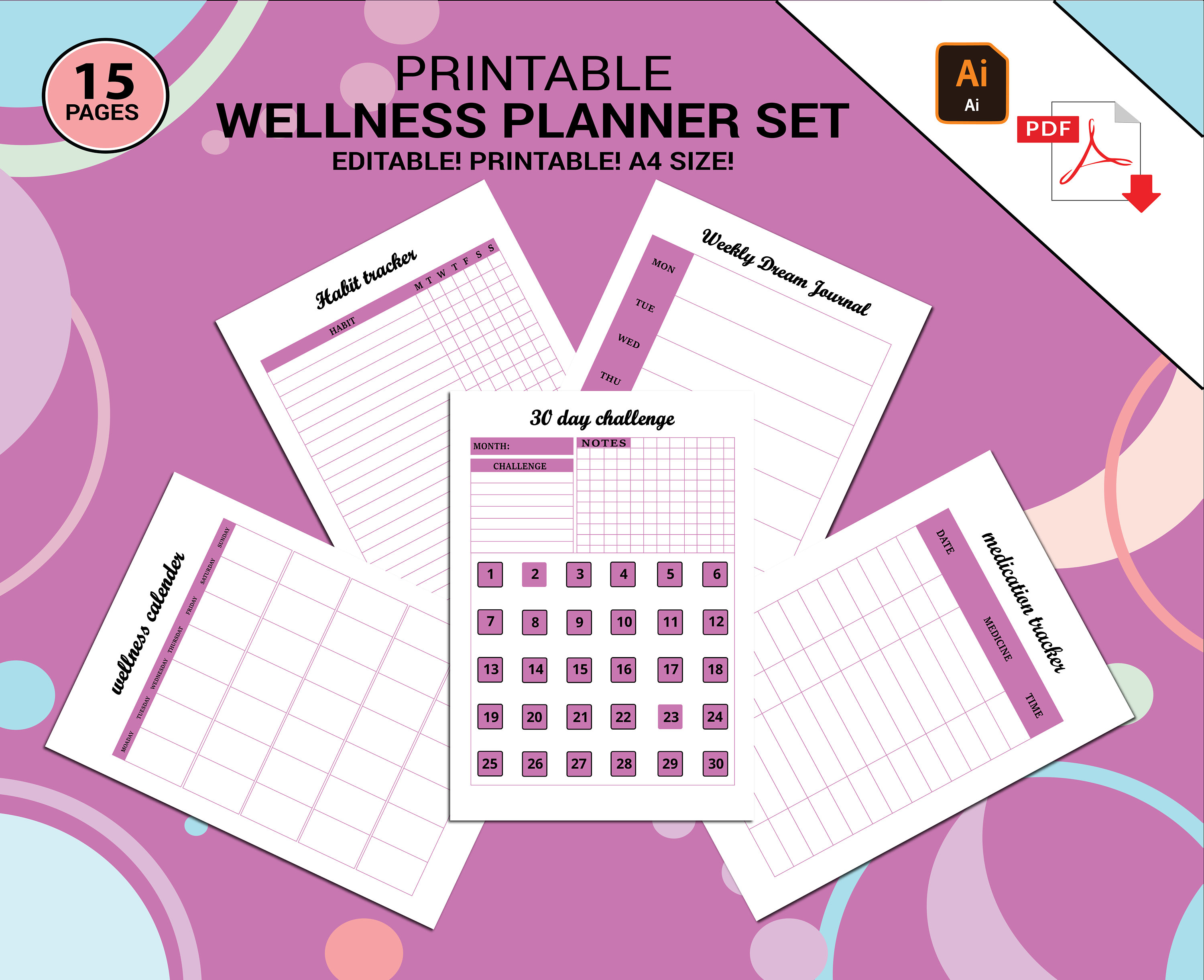 Wellness Journal, Self Care Planner ,wellness Planner, Self Care ...