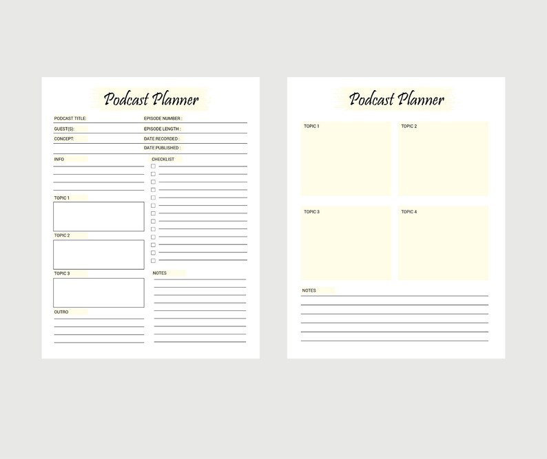 Podcast Episode Planner, Podcast Planner Printable, Editable Podcast ...