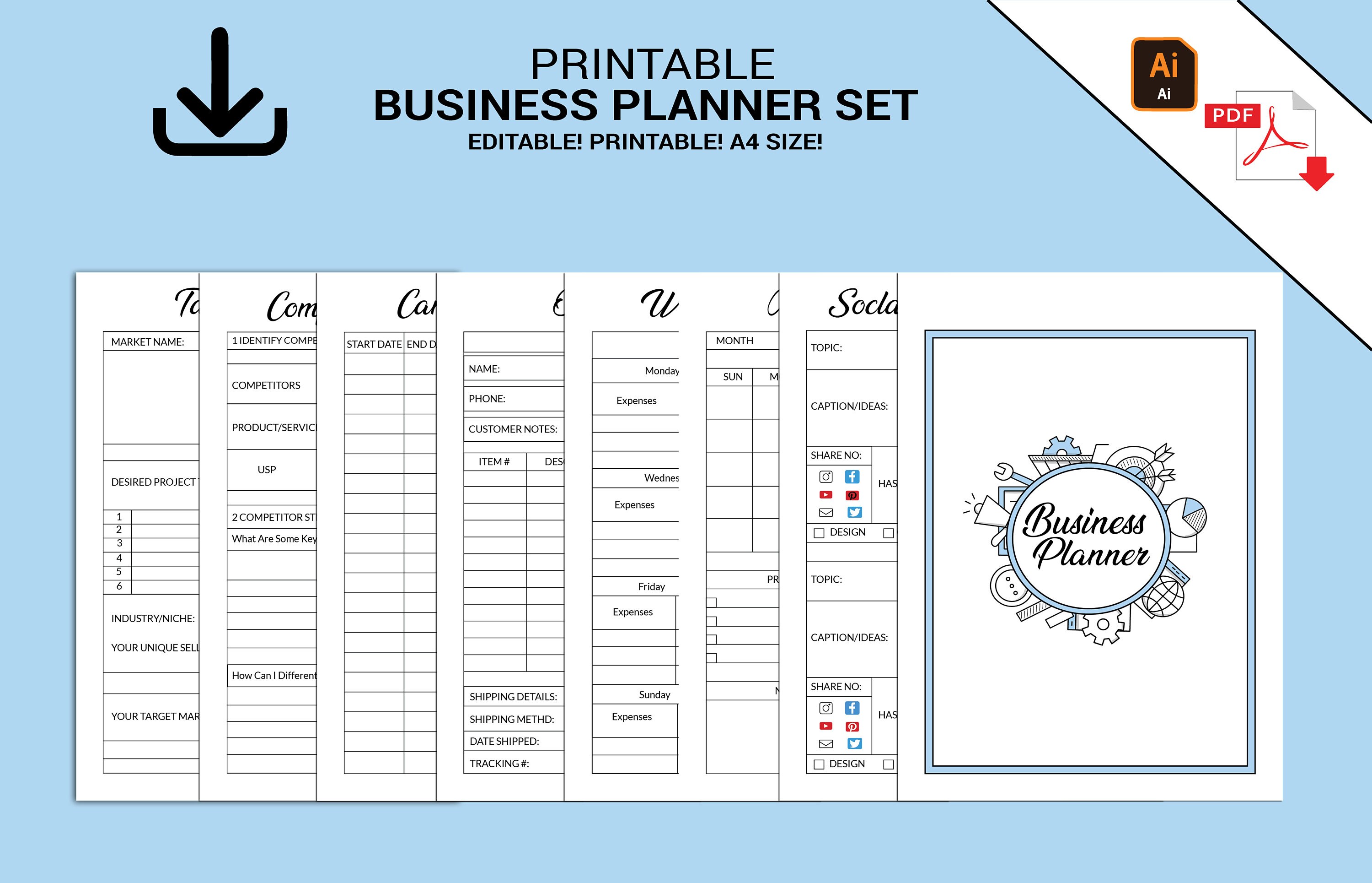 Business Organizer, Business Planner Printable, Small Business Plan ...