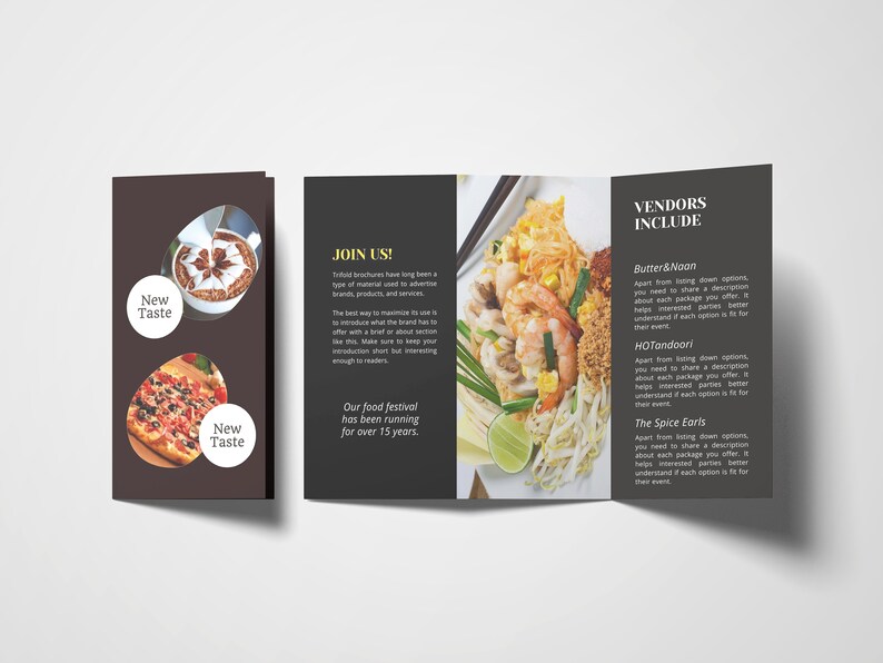 Trifold Brochure Template for Restaurant, Trifold Brochure Template ...