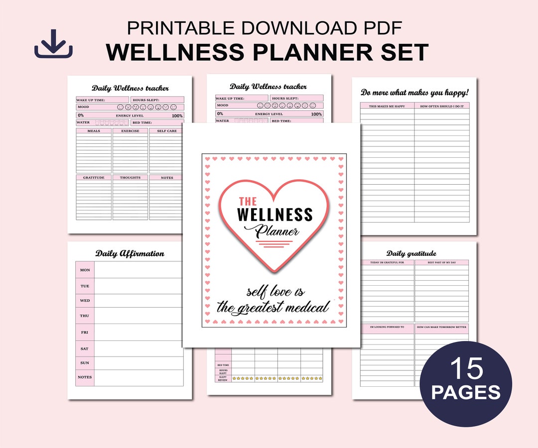 Wellness Planner Set | Day Schedule Planning Worksheet | Wellness ...
