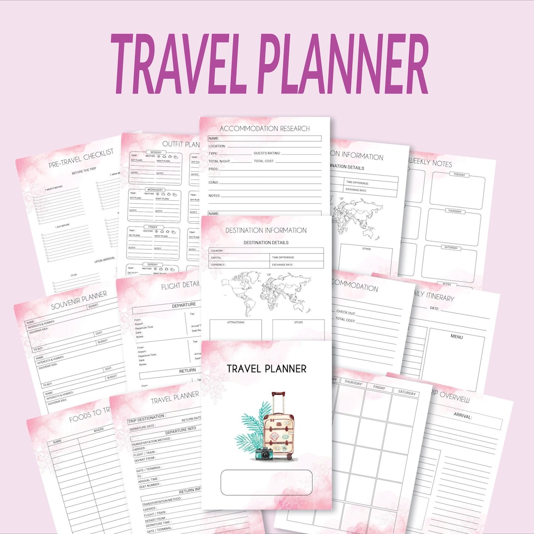 Travel Planner - Travel Journal Template - Trip Planner - Travel ...