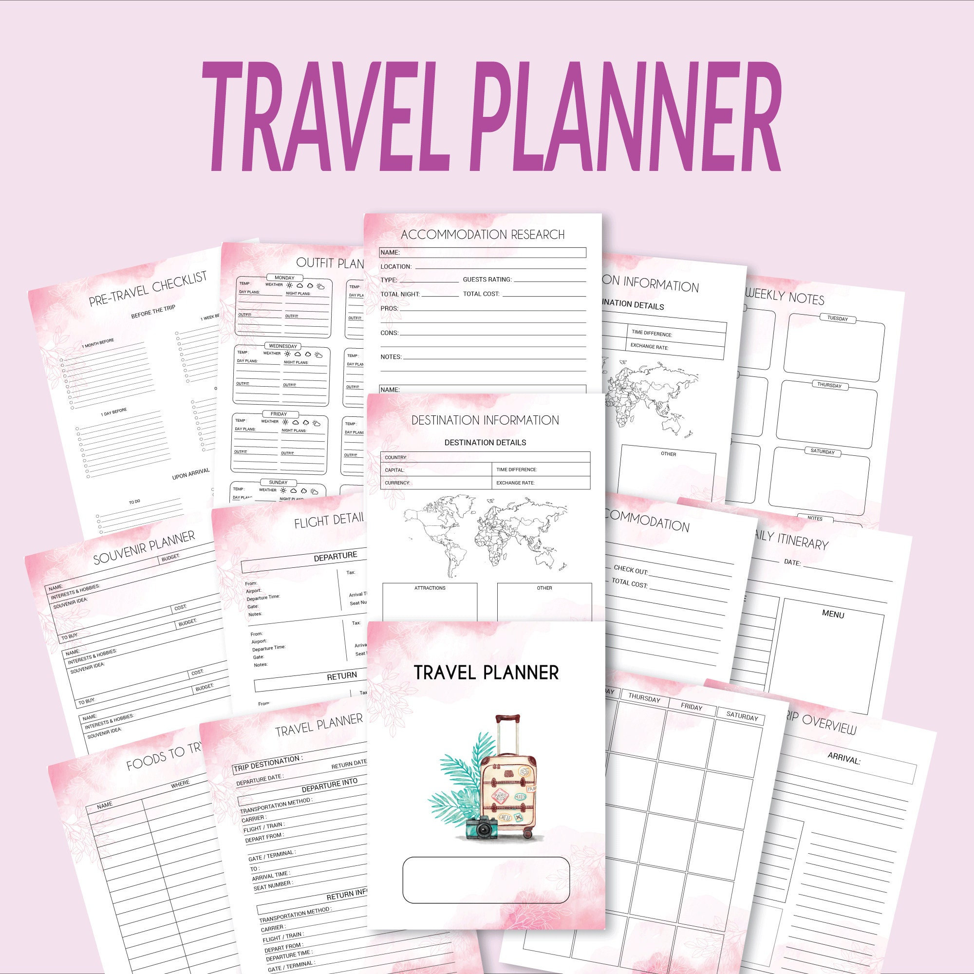 Travel Planner - Travel Journal Template - Trip Planner - Travel ...