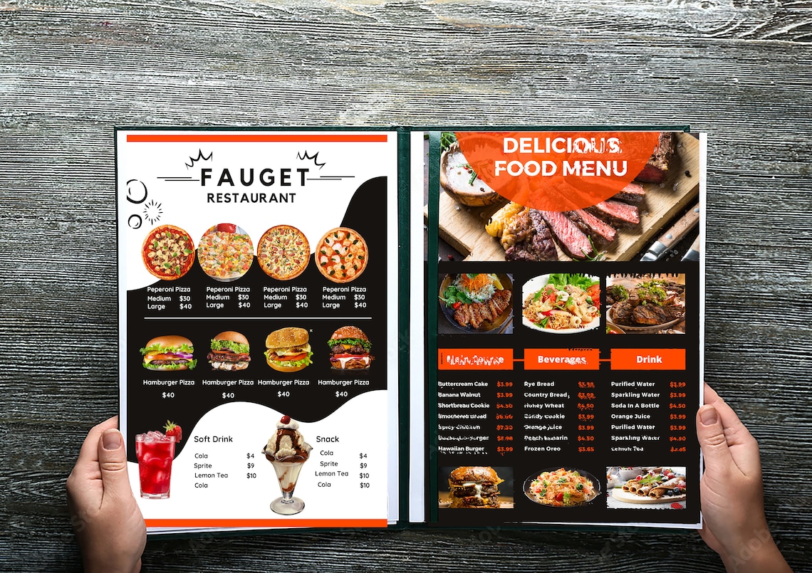 Canva Editable Menu, Digital Restaurant Menu Flyer Template,food Menu ...