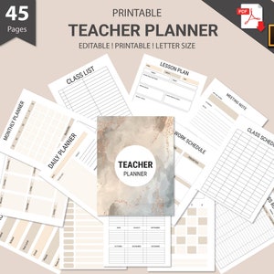 Printable Teacher Planner | Digital Planner Pages | Lesson Planner ...