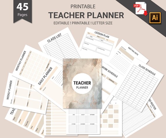 Printable Teacher Planner Digital Planner Pages Lesson - Etsy