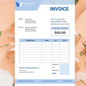 Digital Invoice Template | Printable Invoice | Custom Order Forms ...