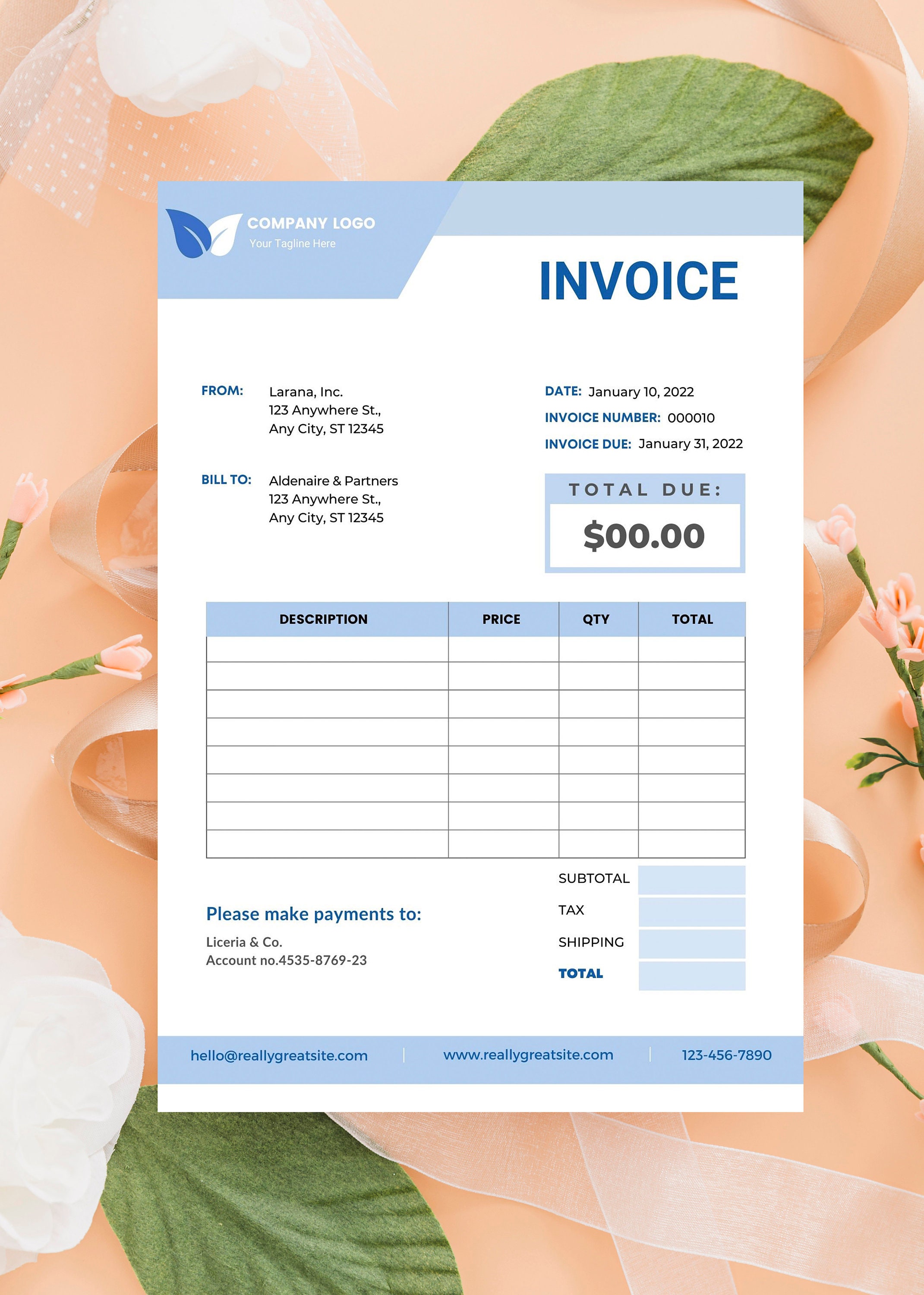Digital Invoice Template | Printable Invoice | Custom Order Forms ...