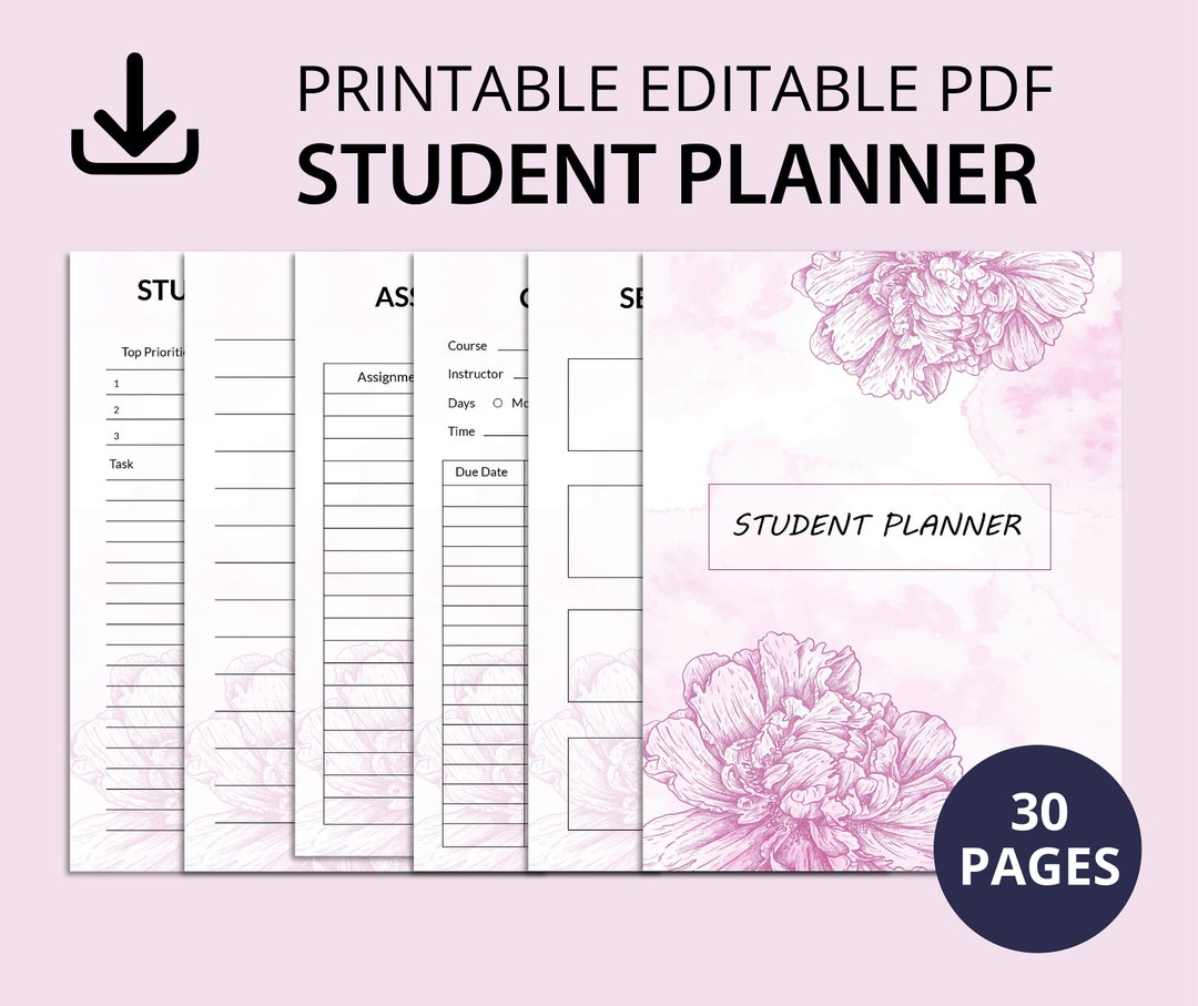 Editable Student Planner, Study Planner Printable, Academic Planner ...