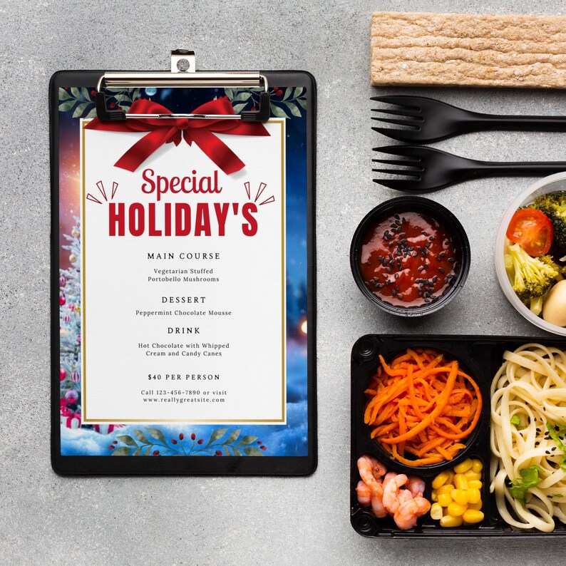 Christmas Restaurant Menu Template, Editable Menu Template Price List ...